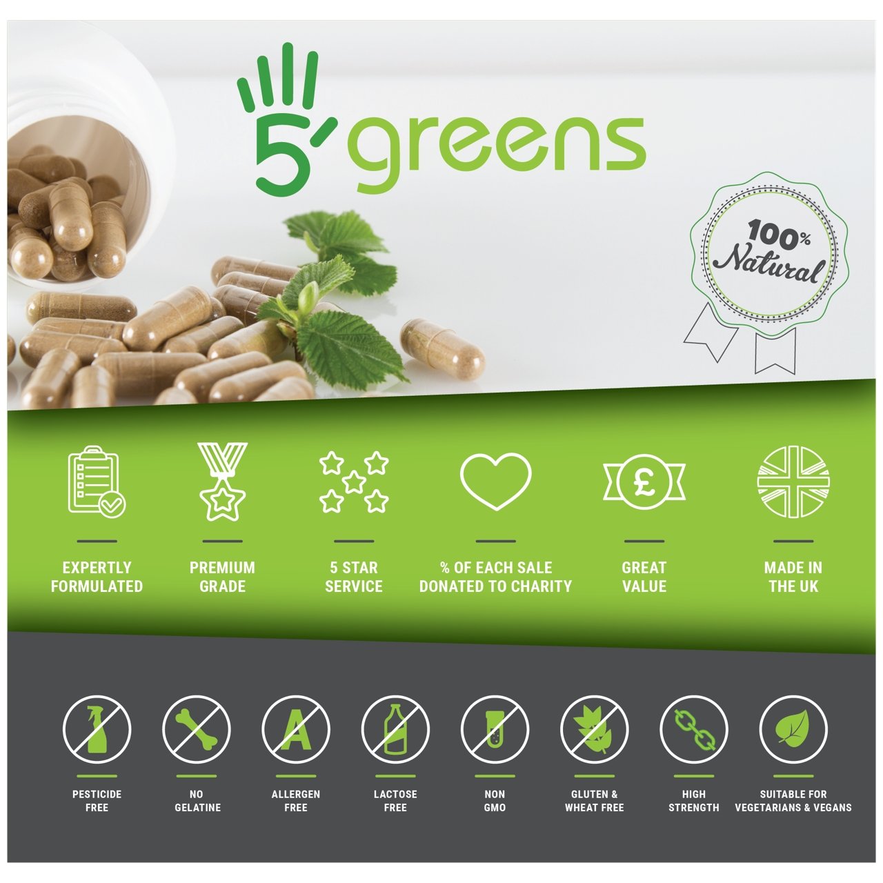 NAC N-Acetyl-Cysteine Capsules 1600mg Per Serving – 5greens